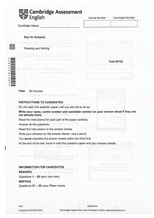 2020年12月KET真题及答案分享_北京爱智康